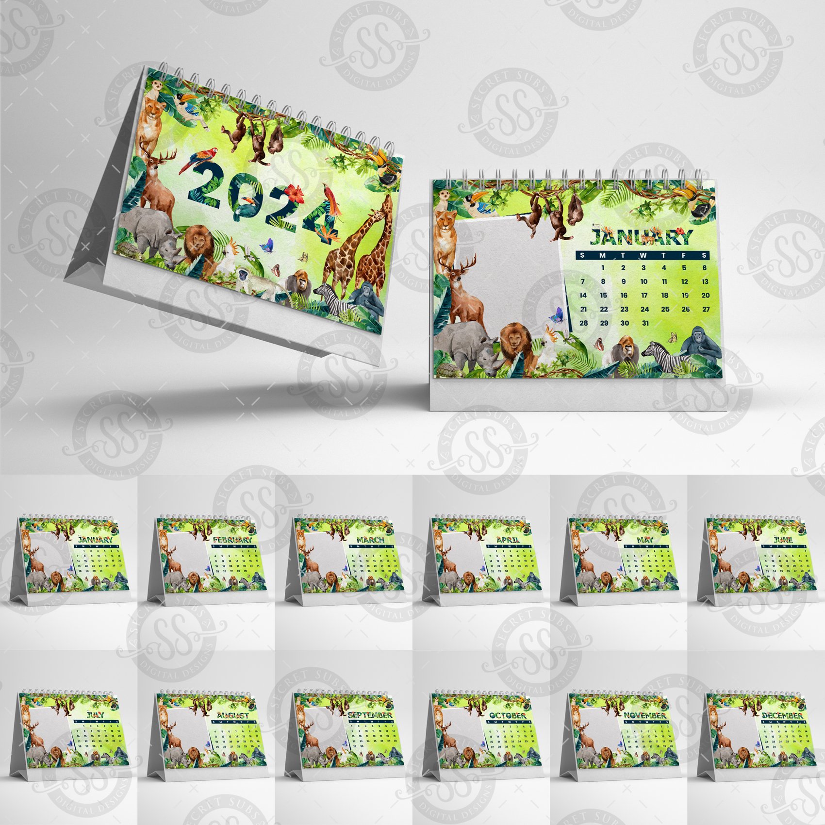 2024 Jungle Theme A5 Desk Calendar Bundle - Payhip
