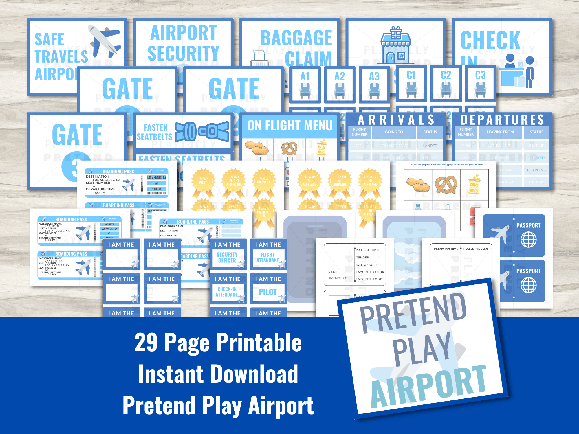 Pretend Play Airport Printable, Printable Airport Play Set, Dramatic ...