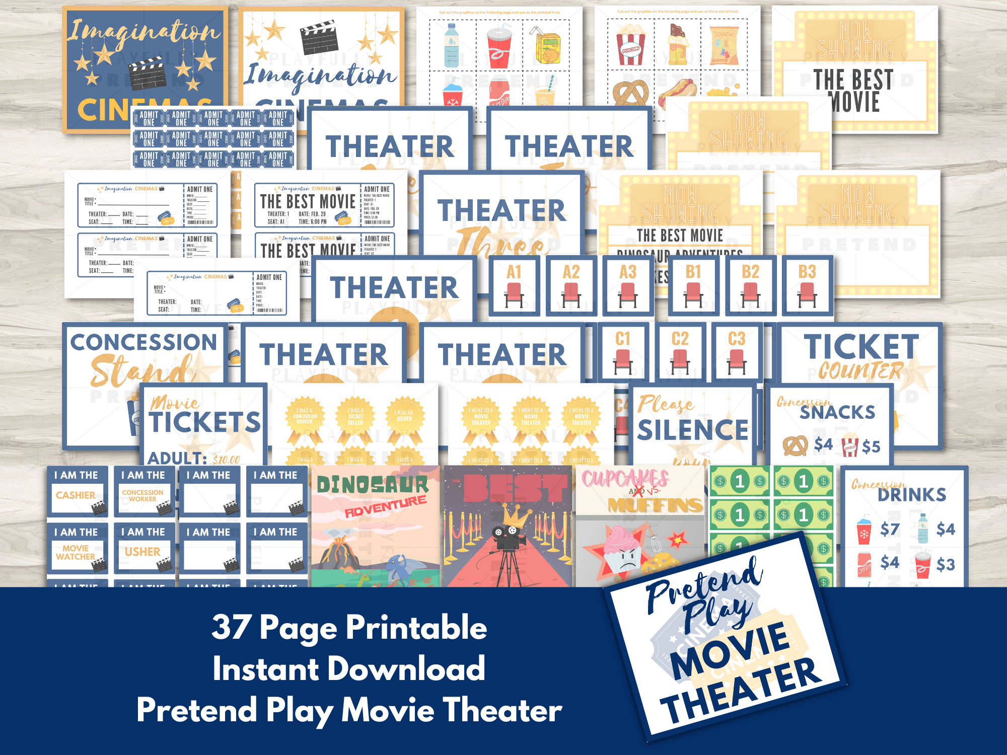 Pretend Play Movie Theater Printable, Printable Movie Theater Play Set ...