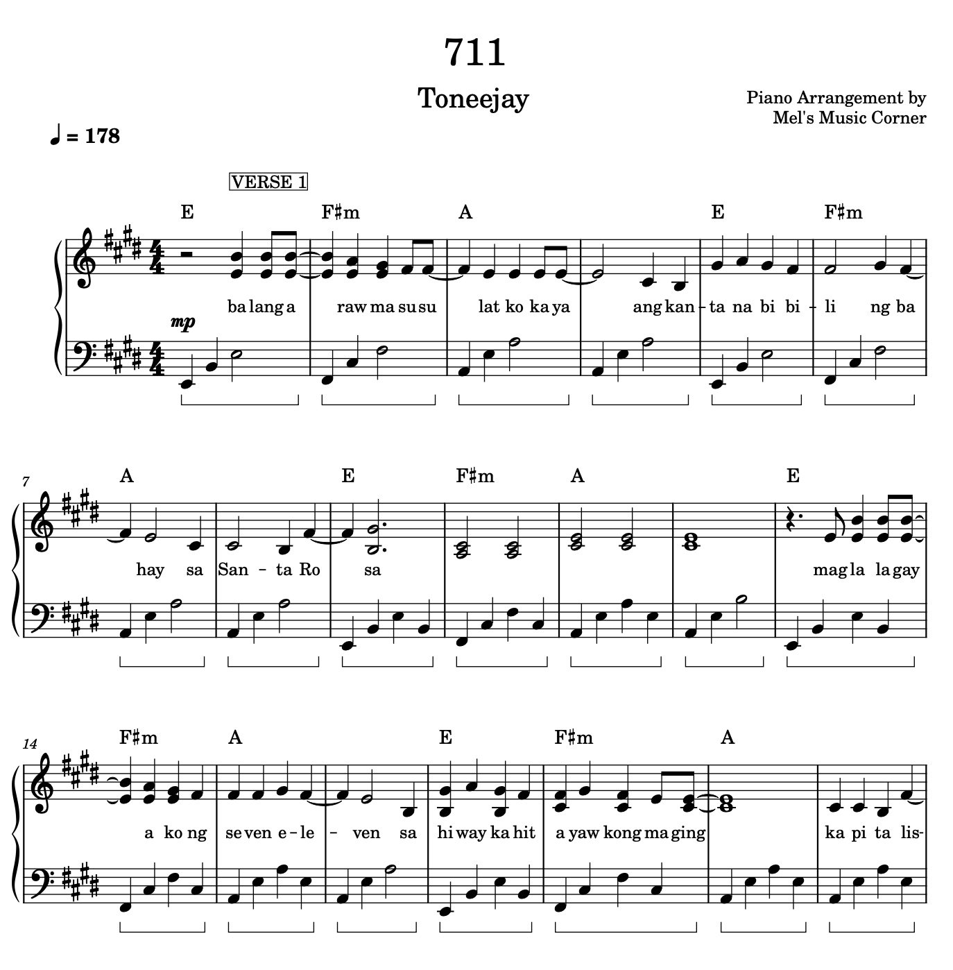 711 by Toneejay PIANO SHEET MUSIC or MIDI - Payhip