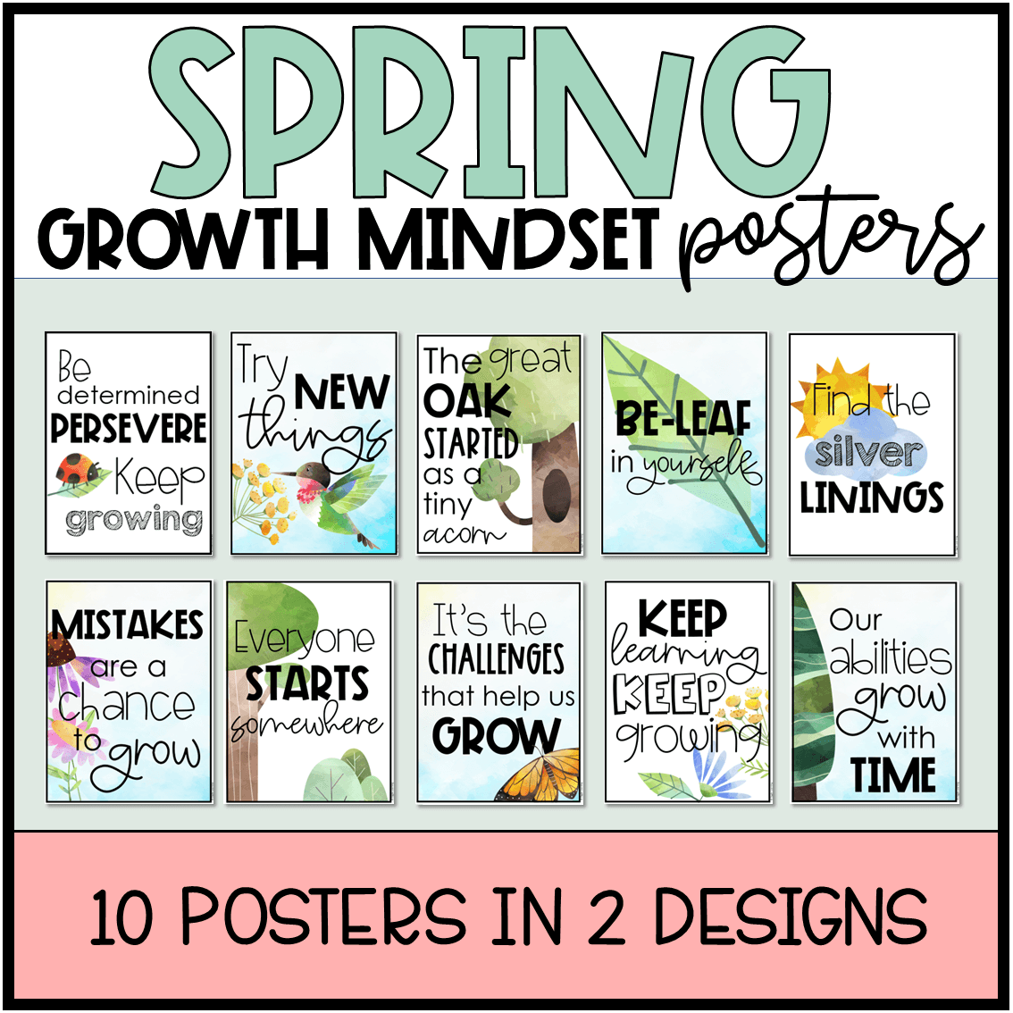 Nature Growth Mindset Posters SEL Social Emotional Learning