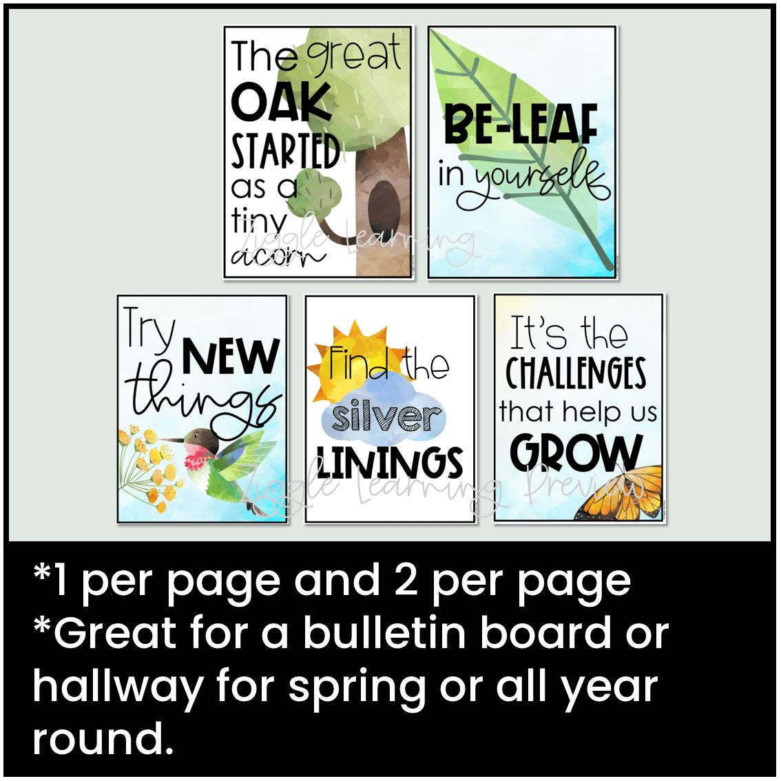 Nature Growth Mindset Posters SEL Social Emotional Learning