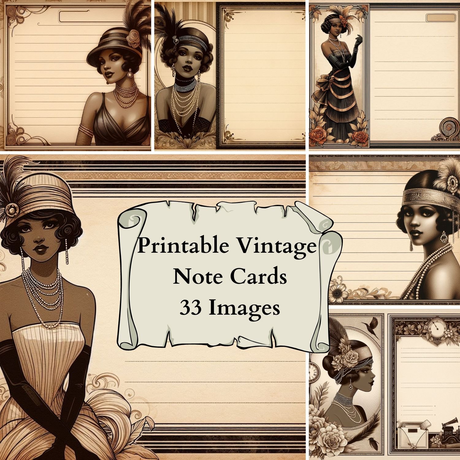 Vintage Themed Note Cards | Vintage Black Women | 1920's Theme ...