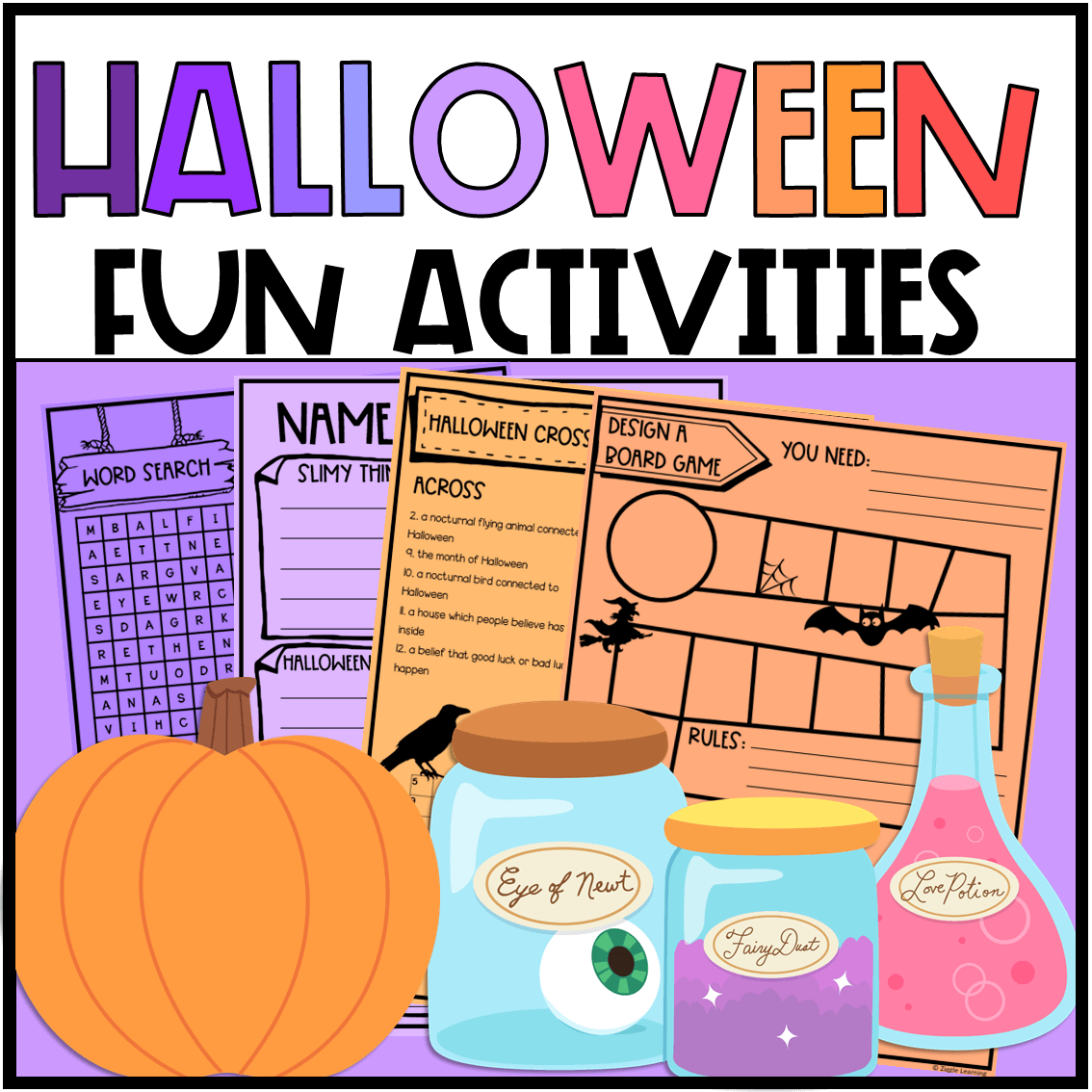 Fun Halloween Activities Pack 3rd, 4th, 5th, 6th Grade ELA, Science, Design