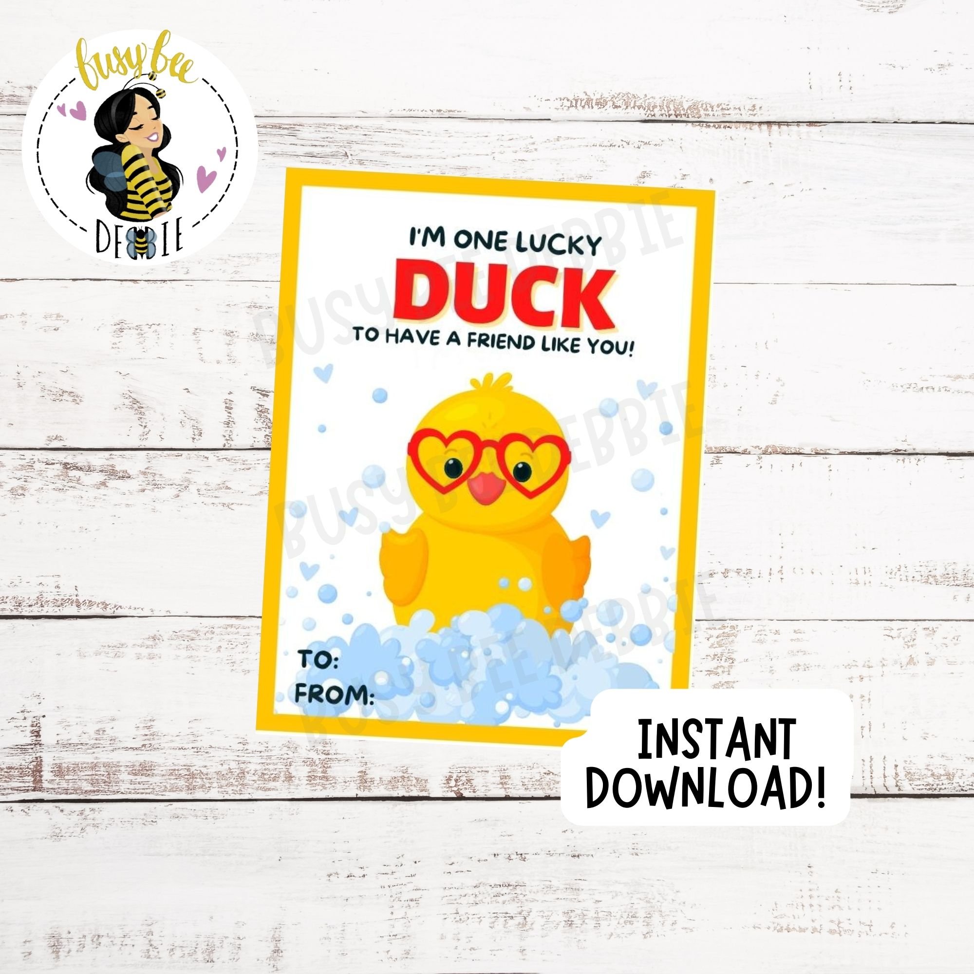 Lucky Duck Valentine's Day Tags | Printable Valentine | Rubber Duck ...