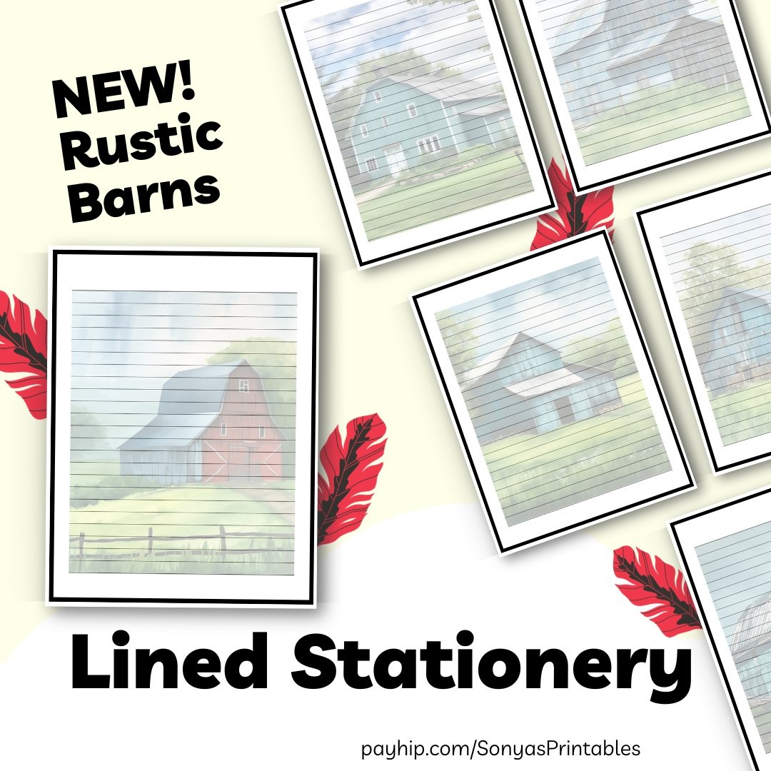 Vintage Barns Lined Stationery | Rustic Barns Lined Notepaper | Country ...