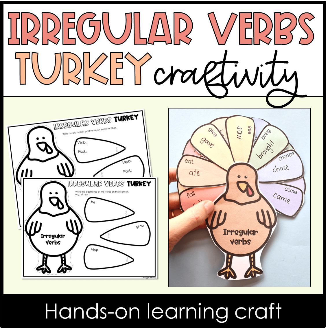 Turkey Craft Irregular Verbs Fall Thanksgiving
