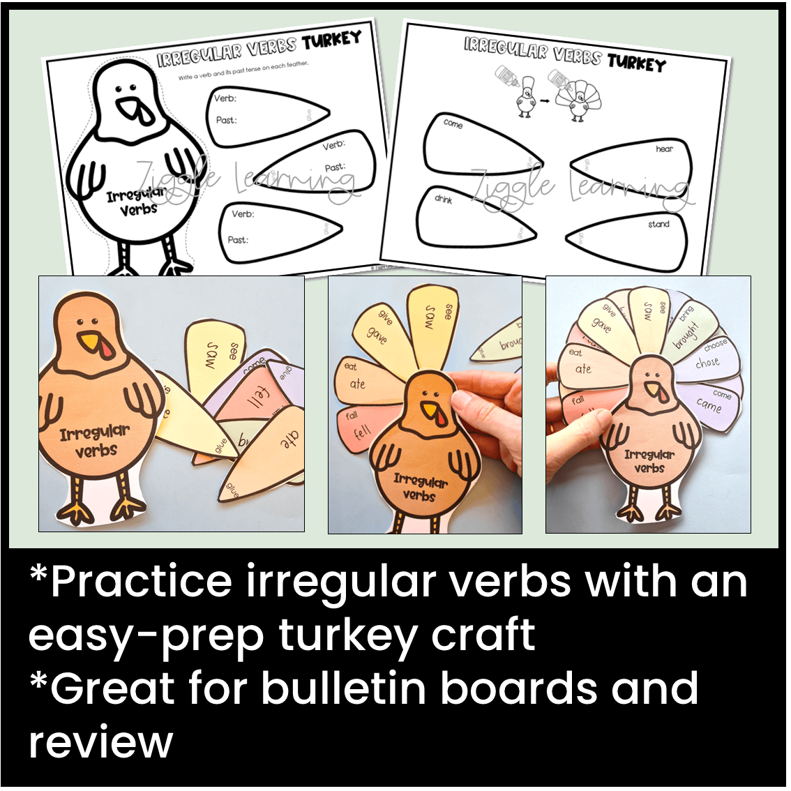 Turkey Craft Irregular Verbs Fall Thanksgiving
