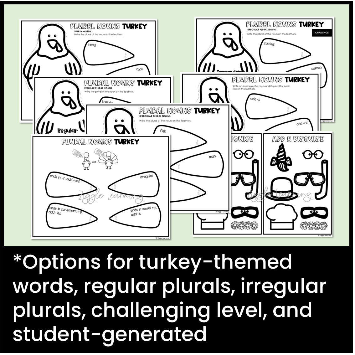 Thanksgiving Turkey Craft Plural Nouns 1st, 2nd, 3rd, 4th grade