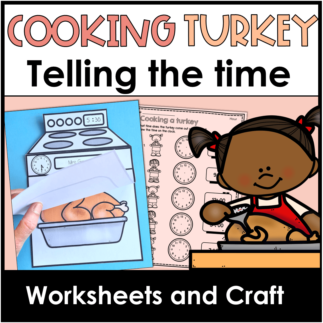 Telling the Time Craft Turkey Thanksgiving Craft 1st, 2nd Grade