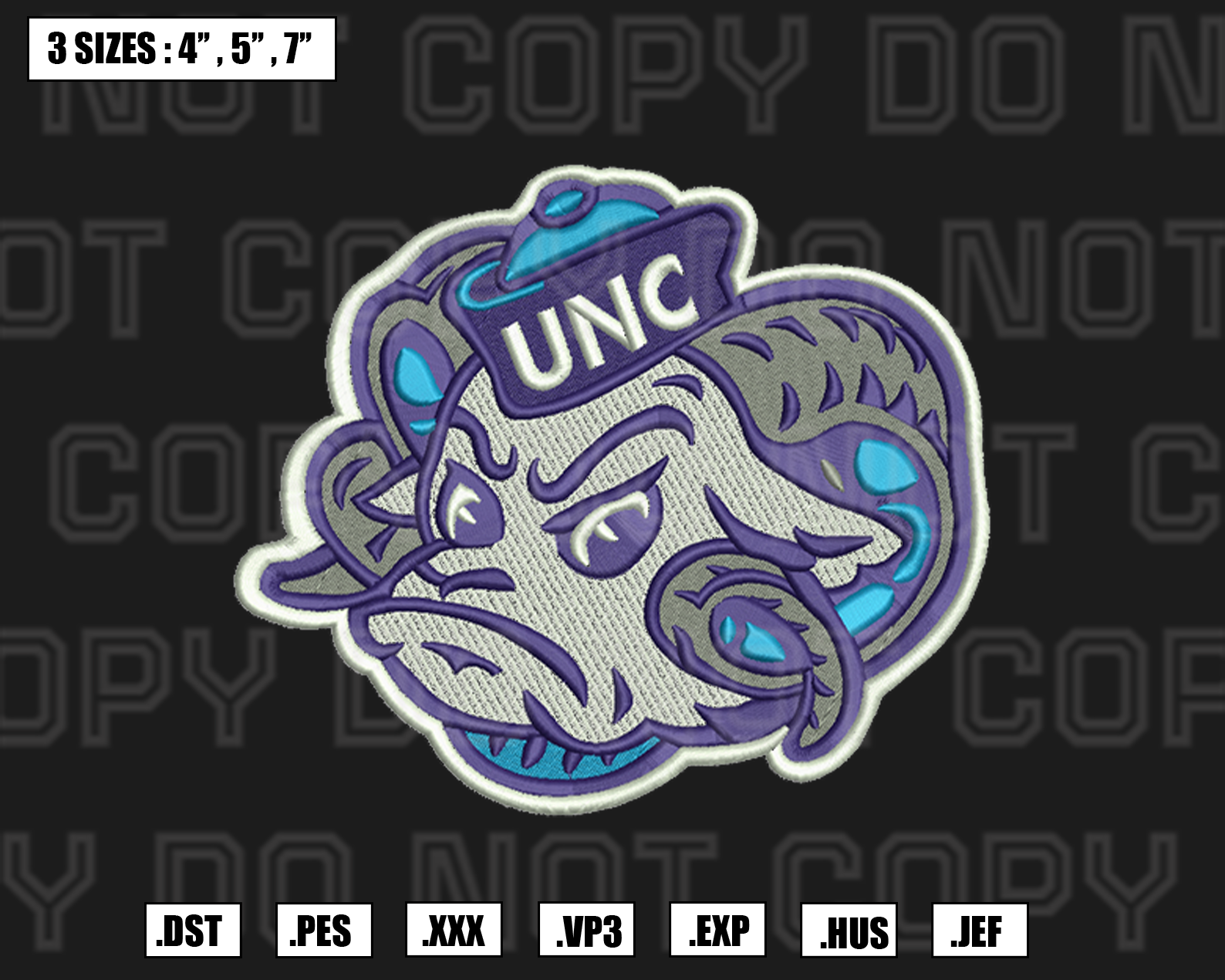 North Carolina Tar Heels Mascot Embroidery Design, NFL Embroidery Files ...