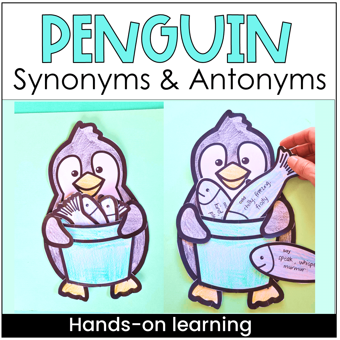 Penguin Synonyms and Antonyms Craft Winter Vocabulary Activity