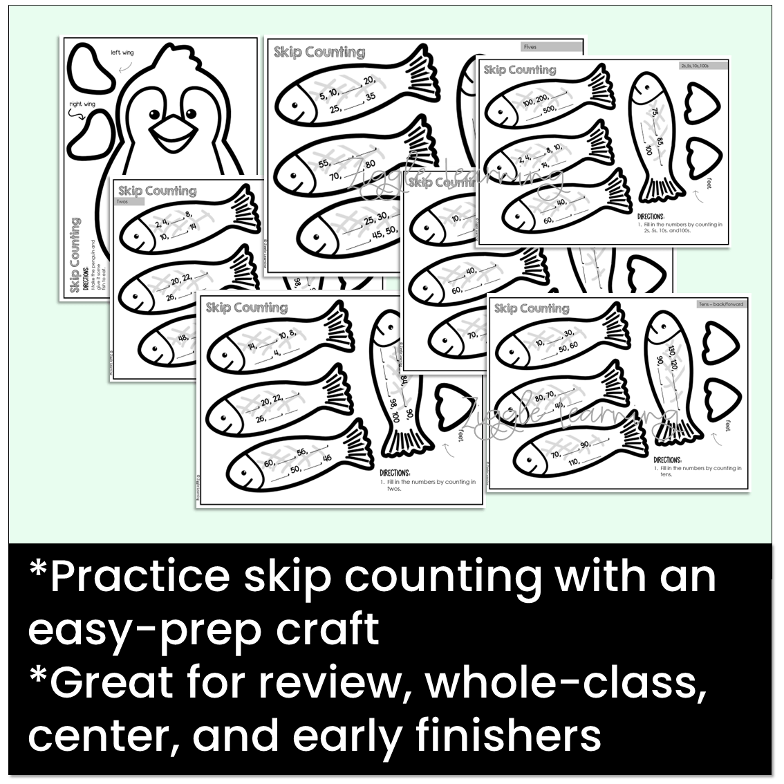 Penguin Skip Counting Craft Winter Math Activity