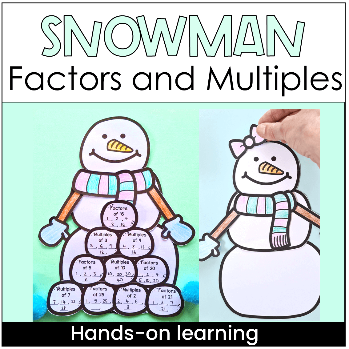 Snowman Factors and Multiples Craft Winter Math Activity