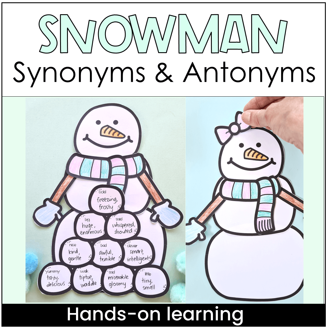 Snowman Plural Nouns Craft Winter Grammar Activity