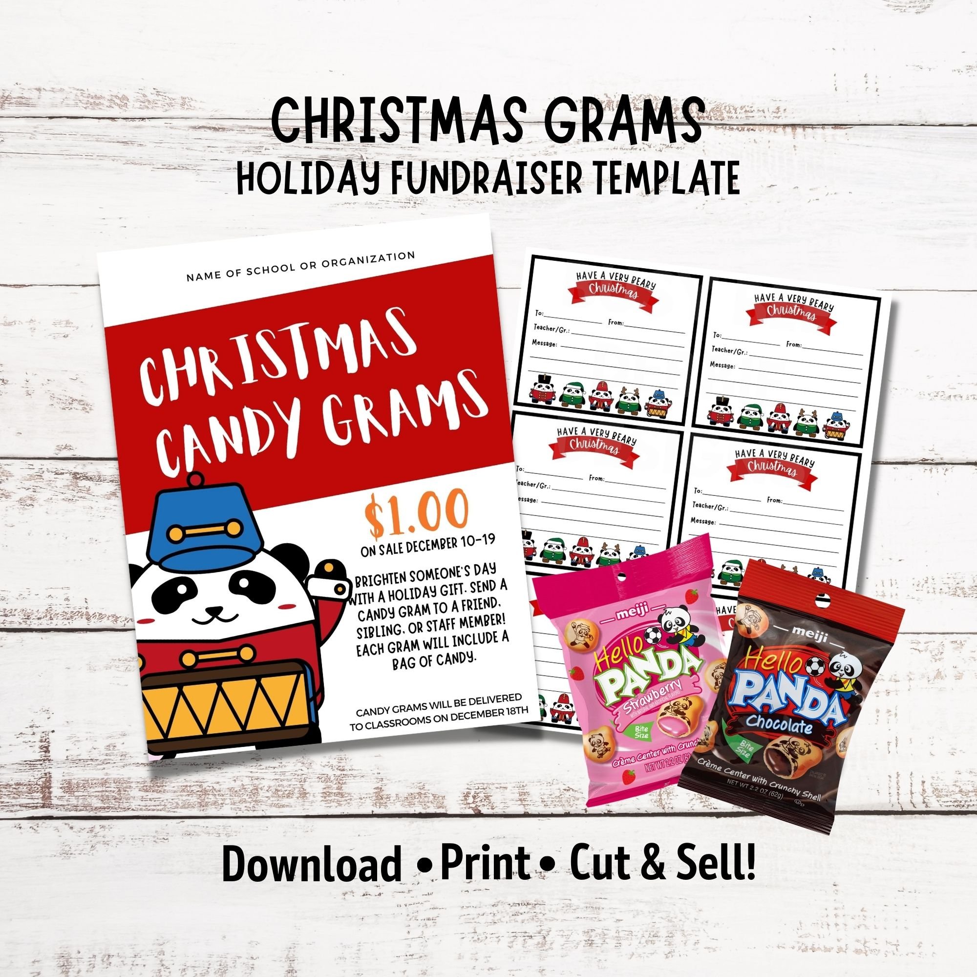 Christmas Candy Gram Fundraiser | Editable Christmas Candy Cane Gram ...