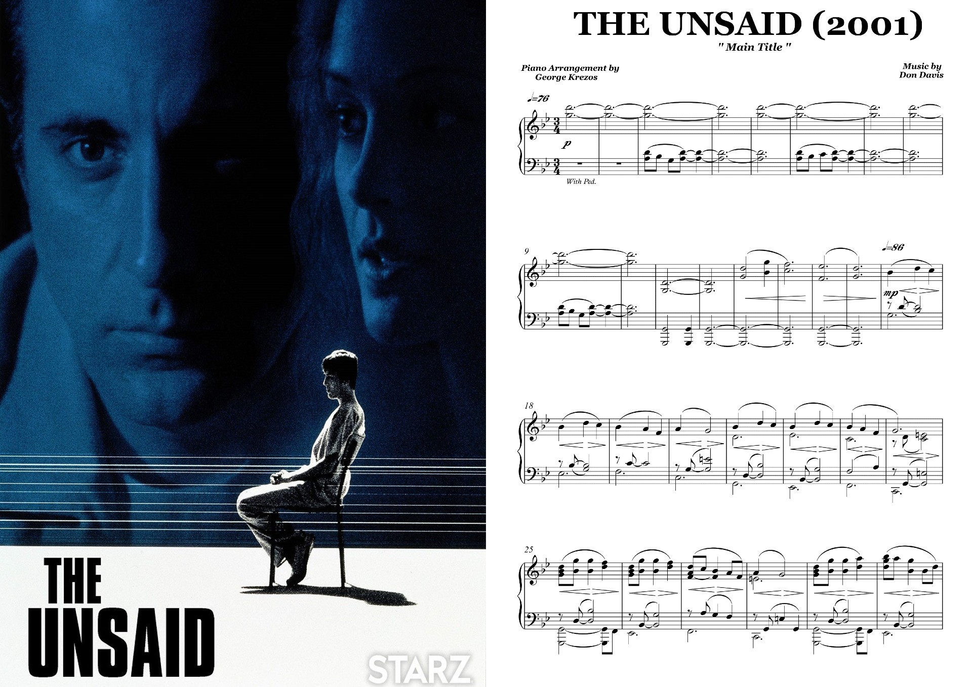 THE UNSAID (2001) Main Title - Don Davis (Piano Sheet Music)