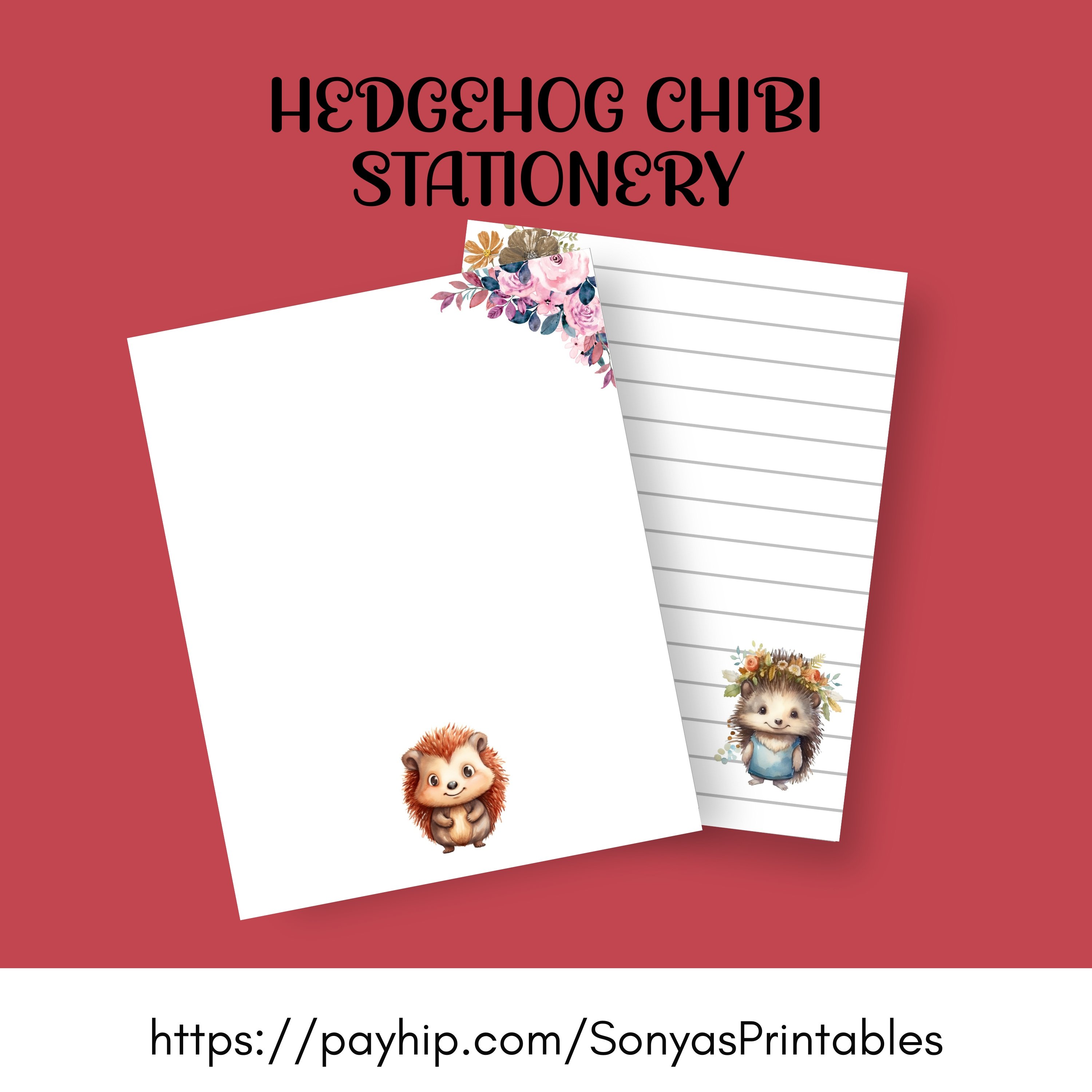 Printable Hedgehog Chibi Stationery | Hedgehog Writing Paper ...