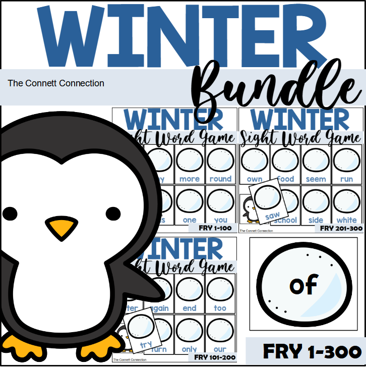 Winter Where's the Penguin Sight Word Game for Fry 1-300