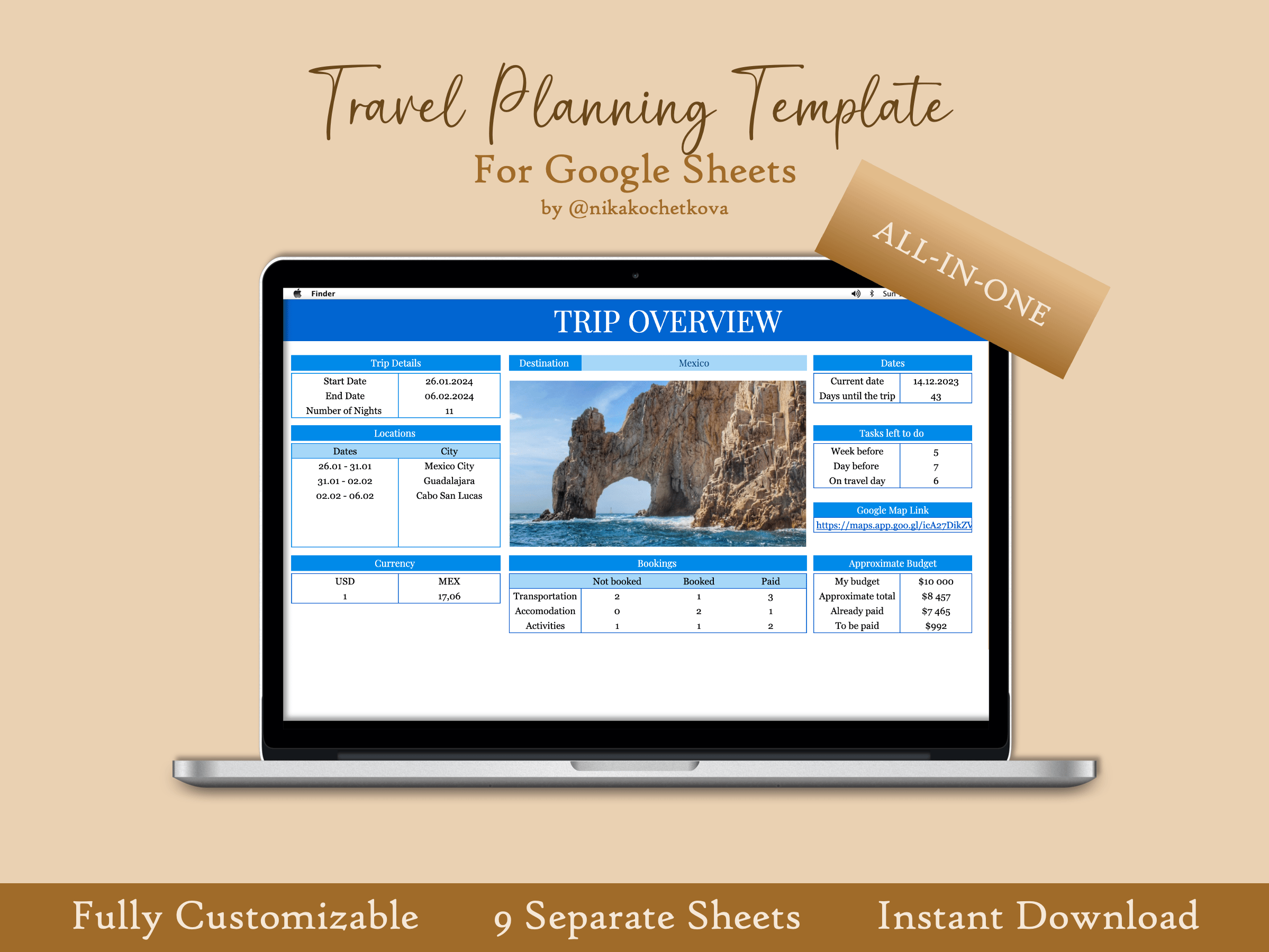 Ultimate Travel Planner Template for Google Sheets - Payhip