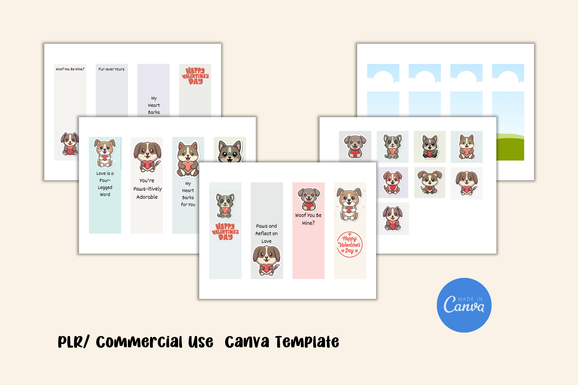 Valentine Dogs Canva Bookmark Template - Payhip