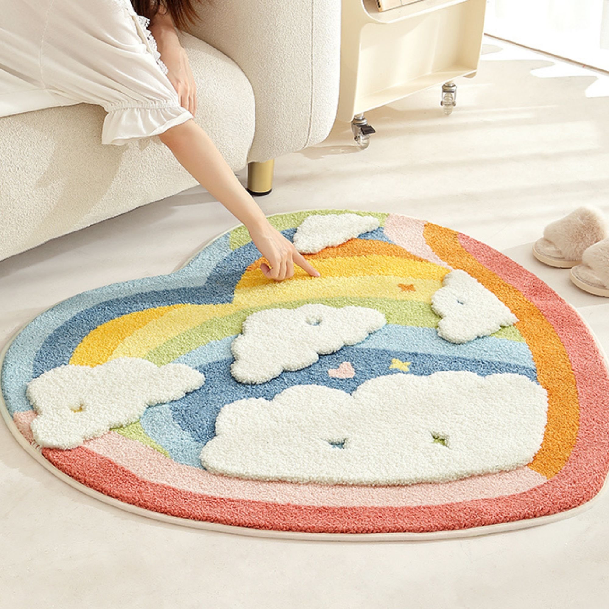 Rainbow Heart Tufted Rug`