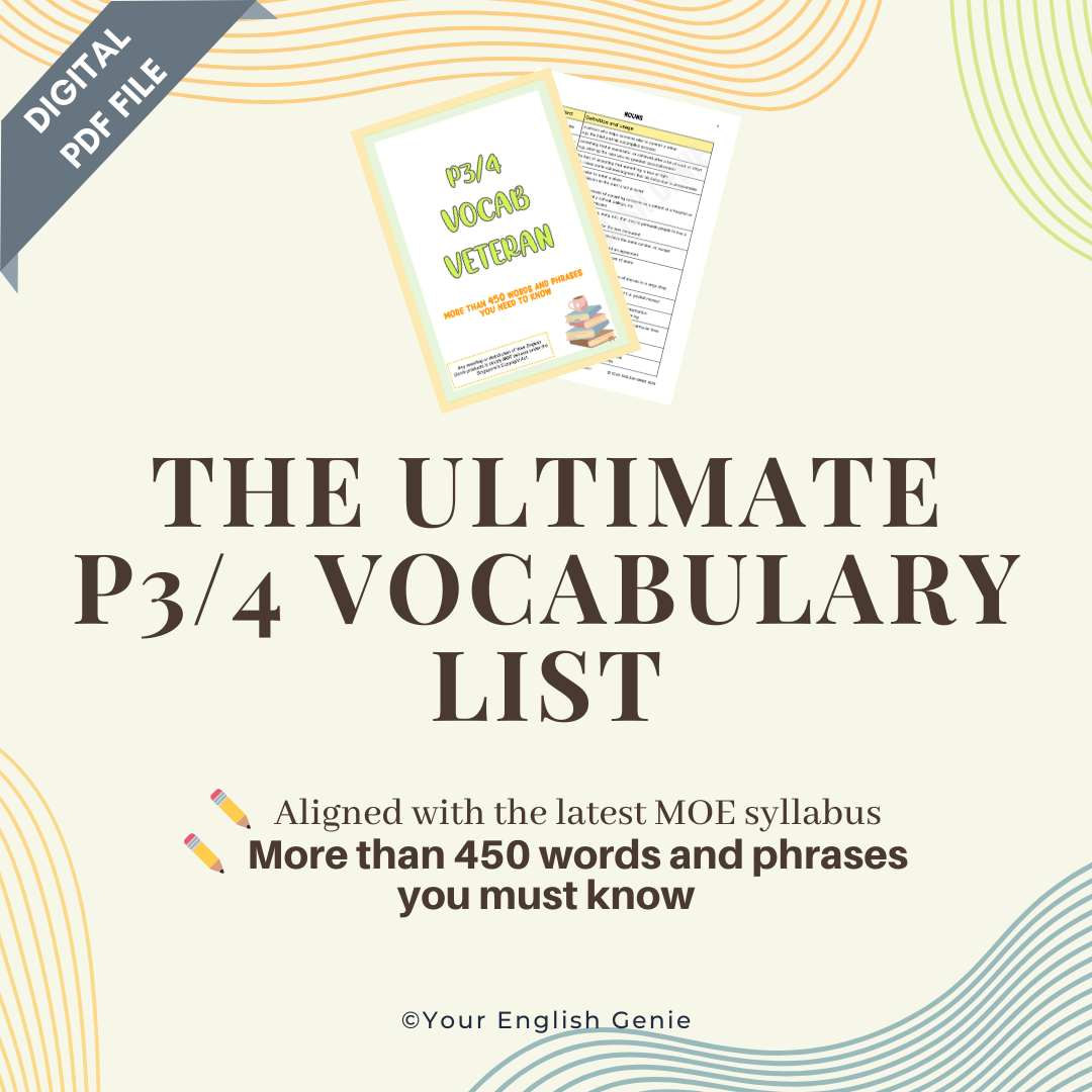 Primary 3 and Primary 4 Vocabulary List (More than 450 Words and Phrases)