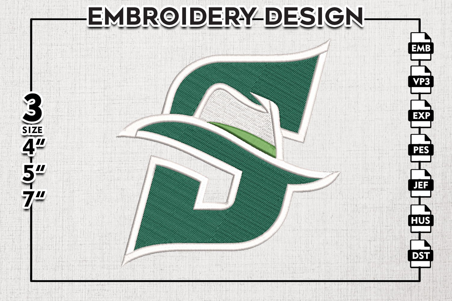 Stetson Hatters Embroidery files, NCAA Embroidery Designs, NCAA Stetson ...