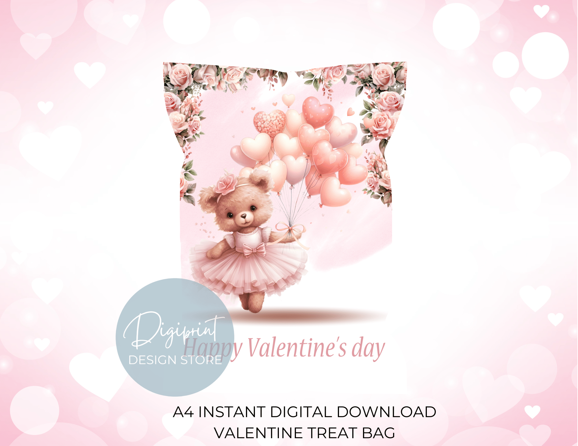 Treat packet/Chocolate wrap bundle - Pink valentine Teddy theme ...