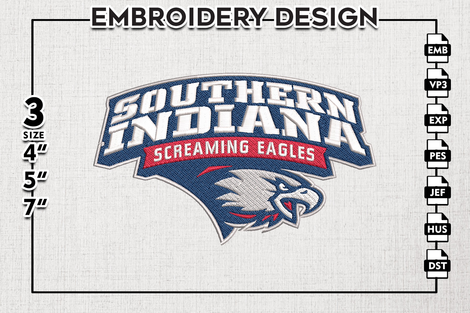 Southern Indiana Screaming Eagles Embroidery files, NCAA Embroidery ...