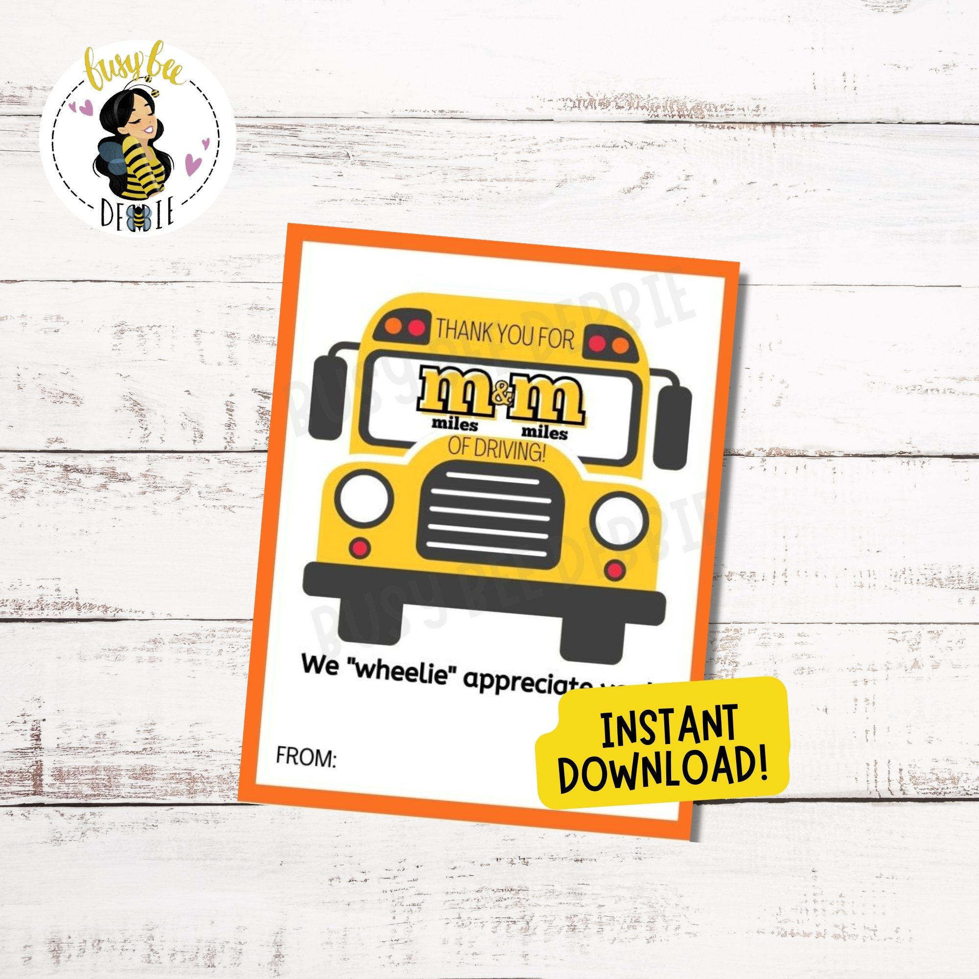 School Transportation Bus Driver Appreciation Thank You Gift Tag ...