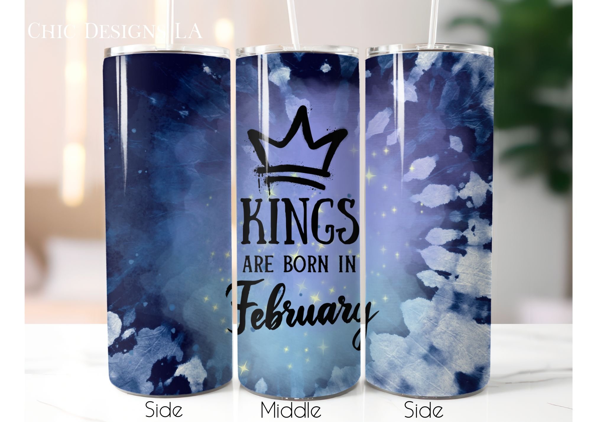 Blue Tie Dye Kings are Born in February, 20 oz Tumbler Design, Instant ...