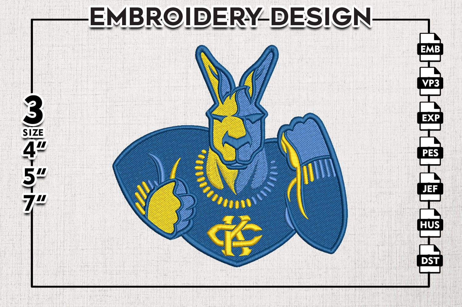Kansas City Roos Mascot Logo Embroidery files, NCAA Kansas City Roos ...