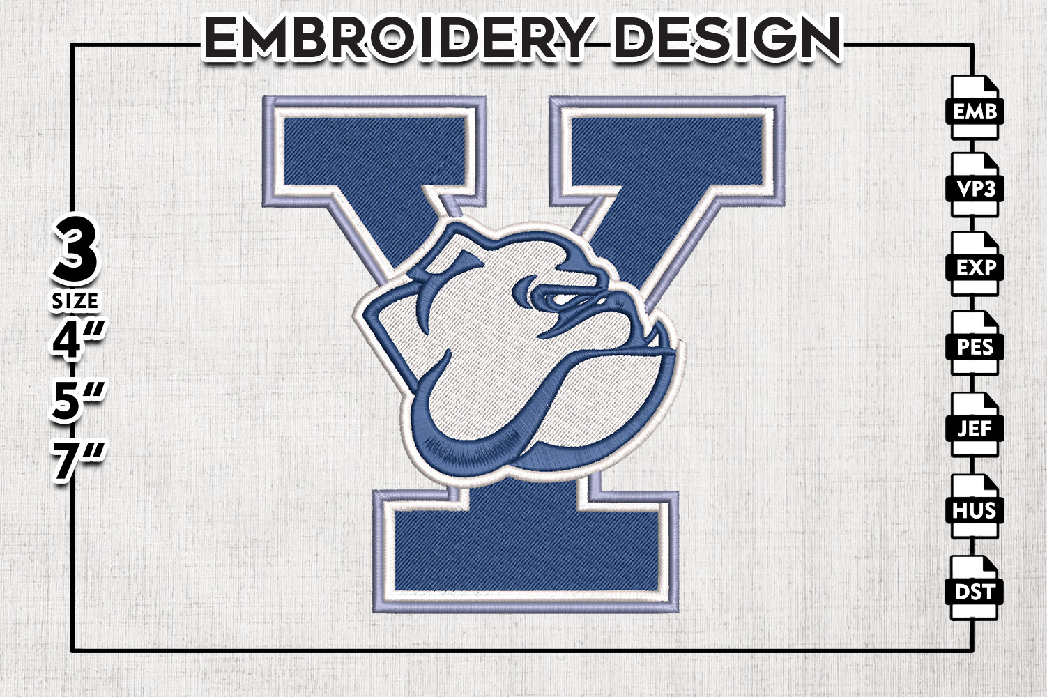 NCAA Yale Bulldogs Logo Embroidery files, NCAA Yale Bulldogs Embroidery ...