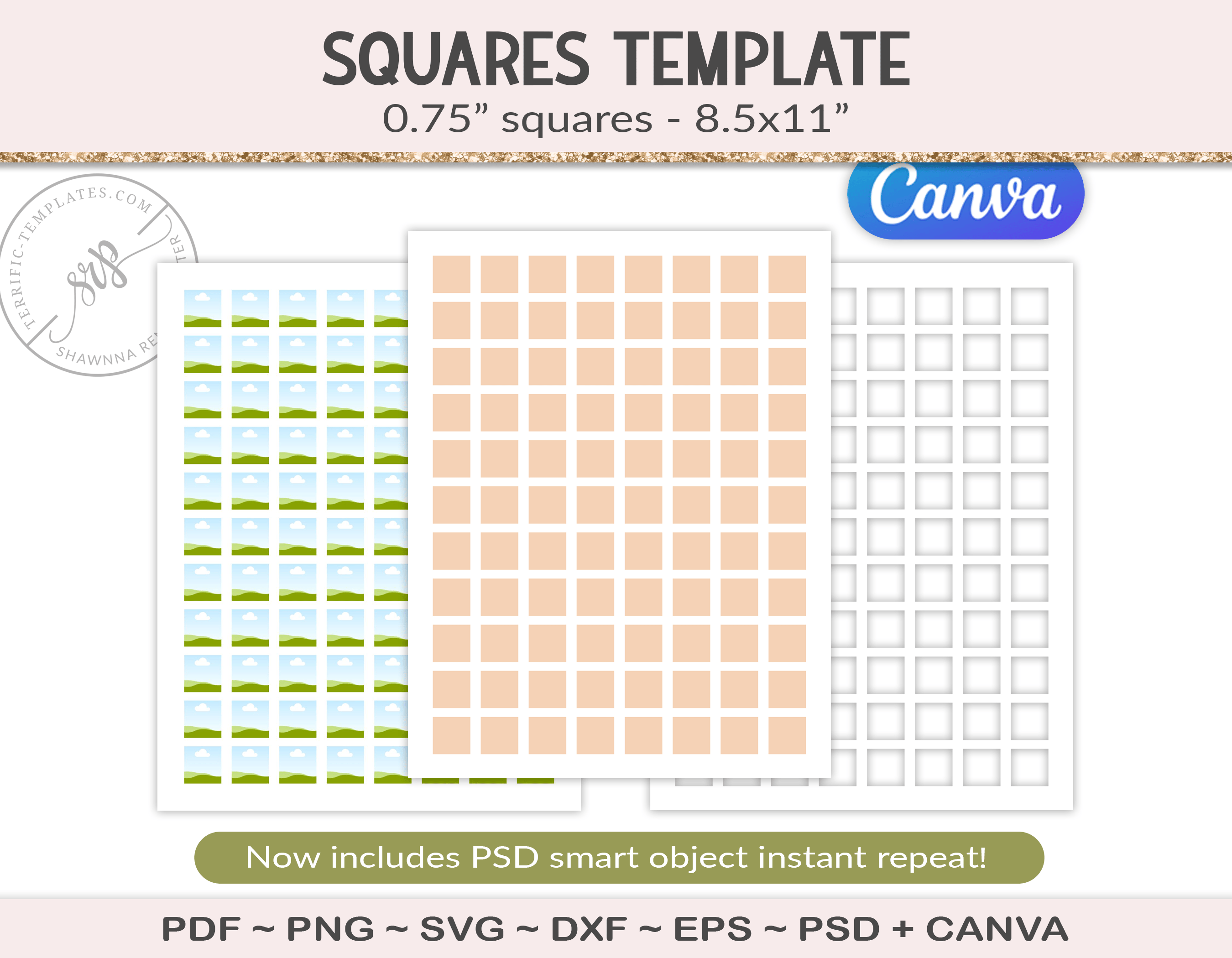 0.75" Square collage sheet template (AG12) - Payhip
