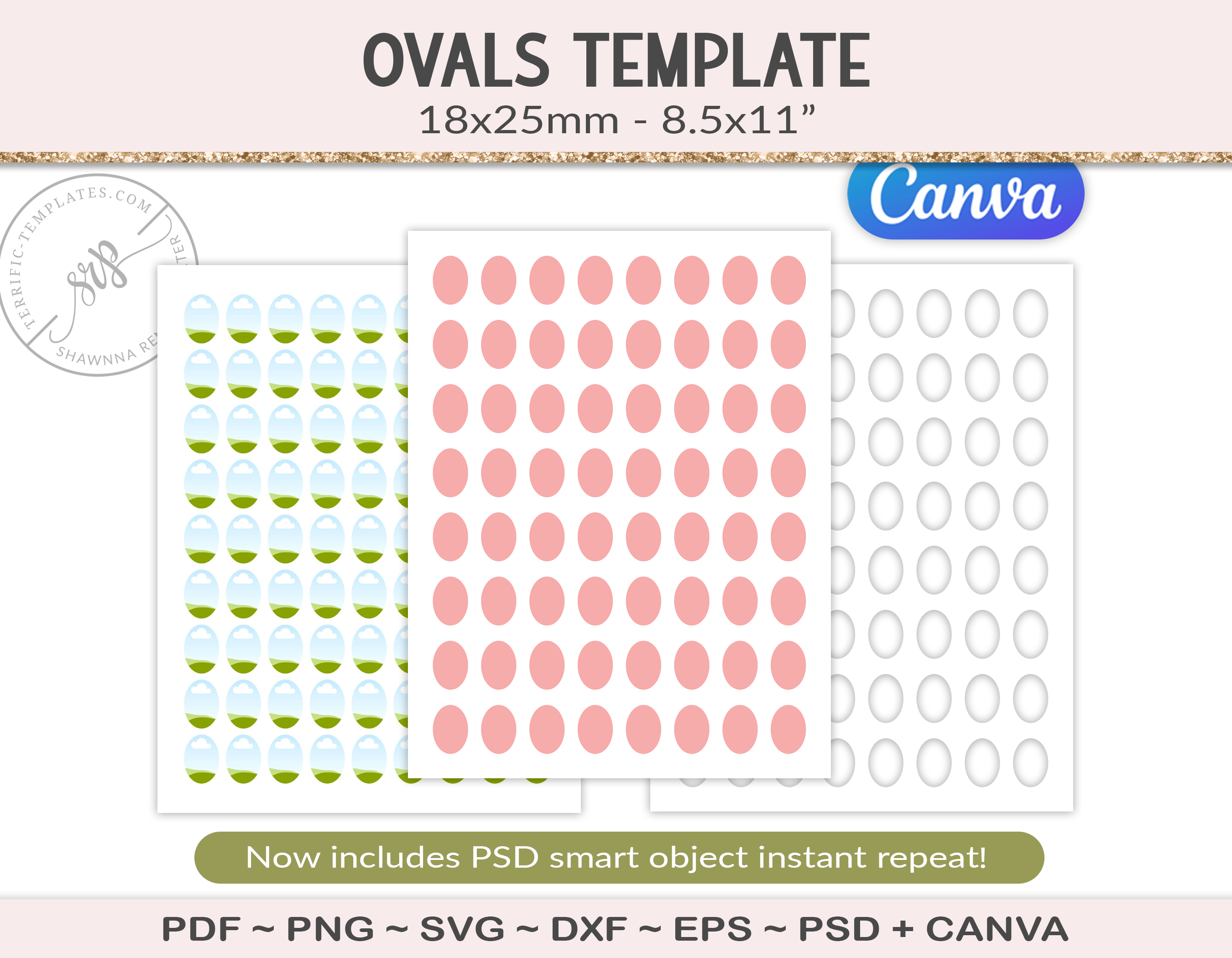 18x25mm Oval collage sheet template (AG24) - Payhip