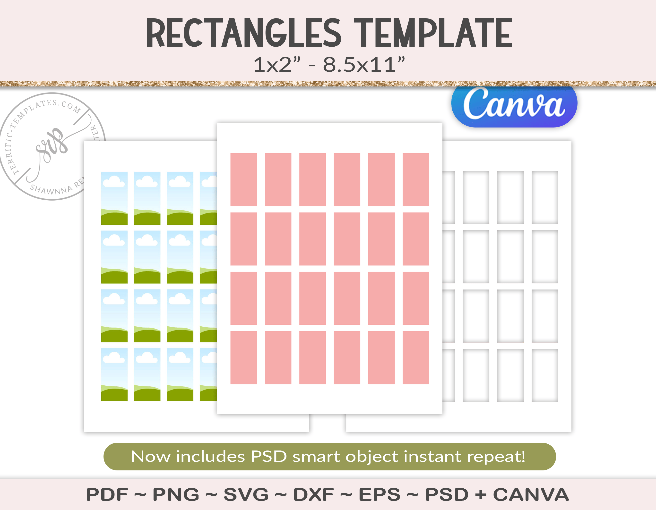 1x2" Rectangle collage sheet template (AG31) - Payhip