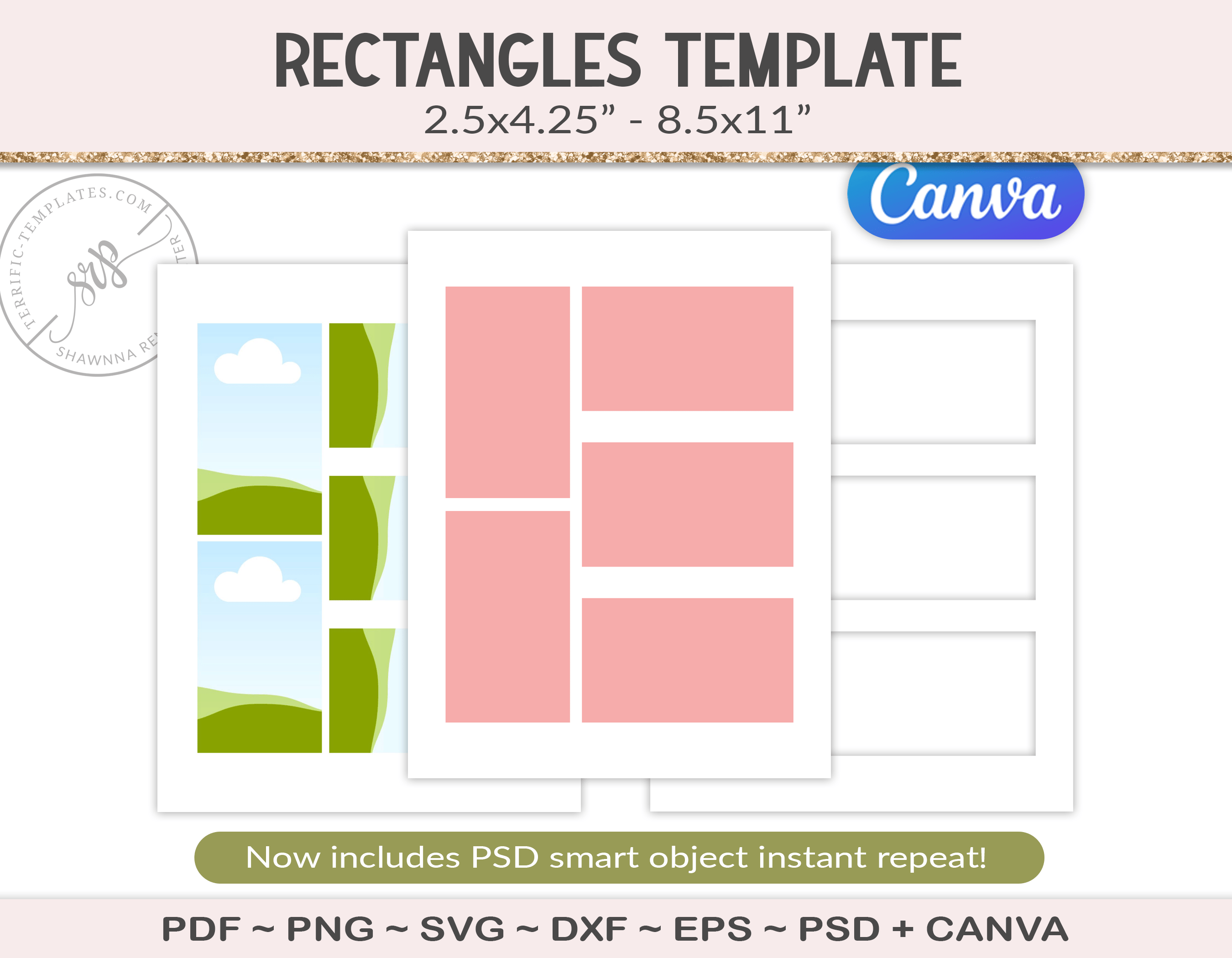 2.5x4.25" Rectangle collage sheet template (AG40) - Payhip