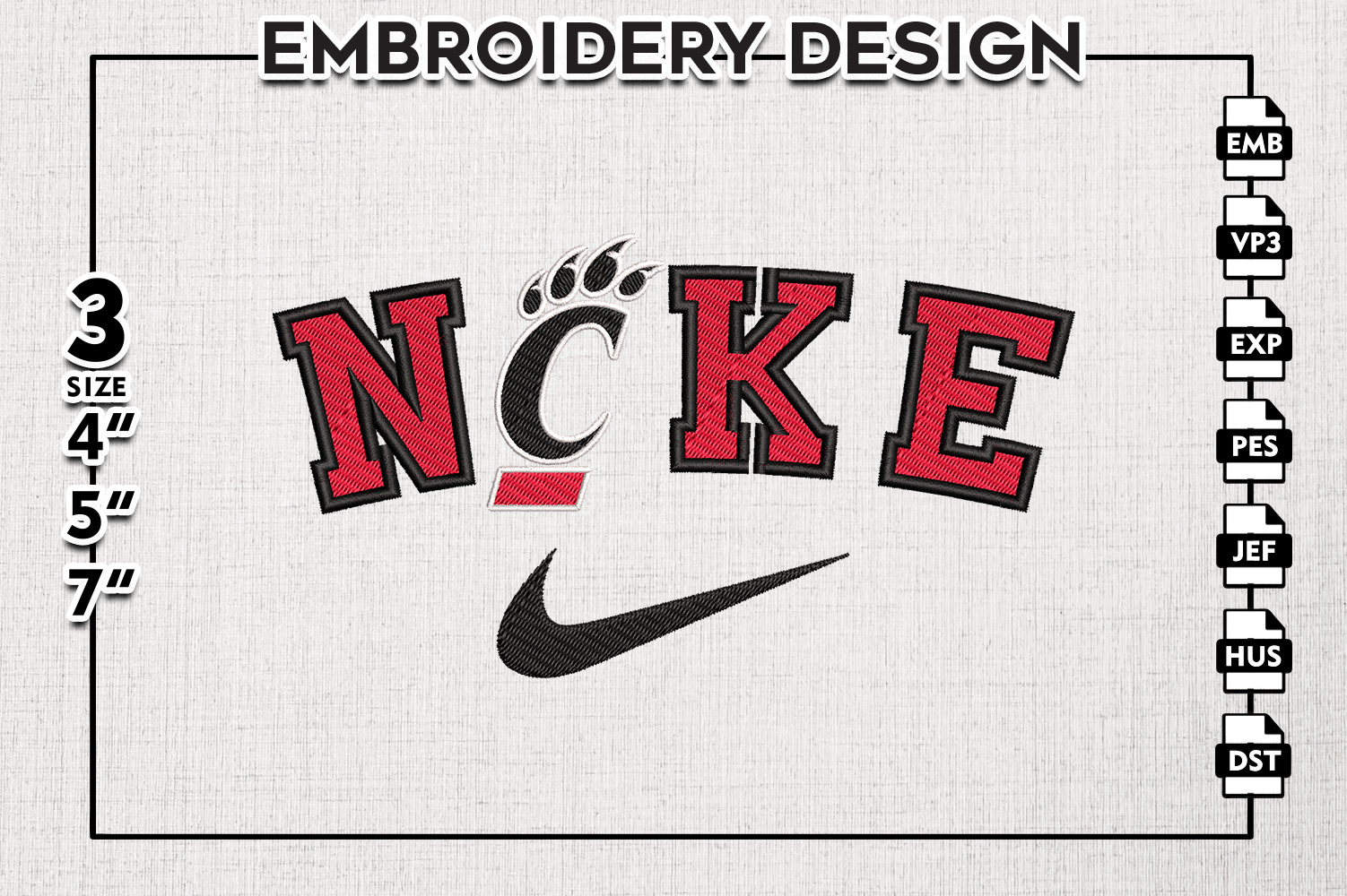 Nike NCAA Cincinnati Bearcats Team Logo Embroidery files, NCAA ...