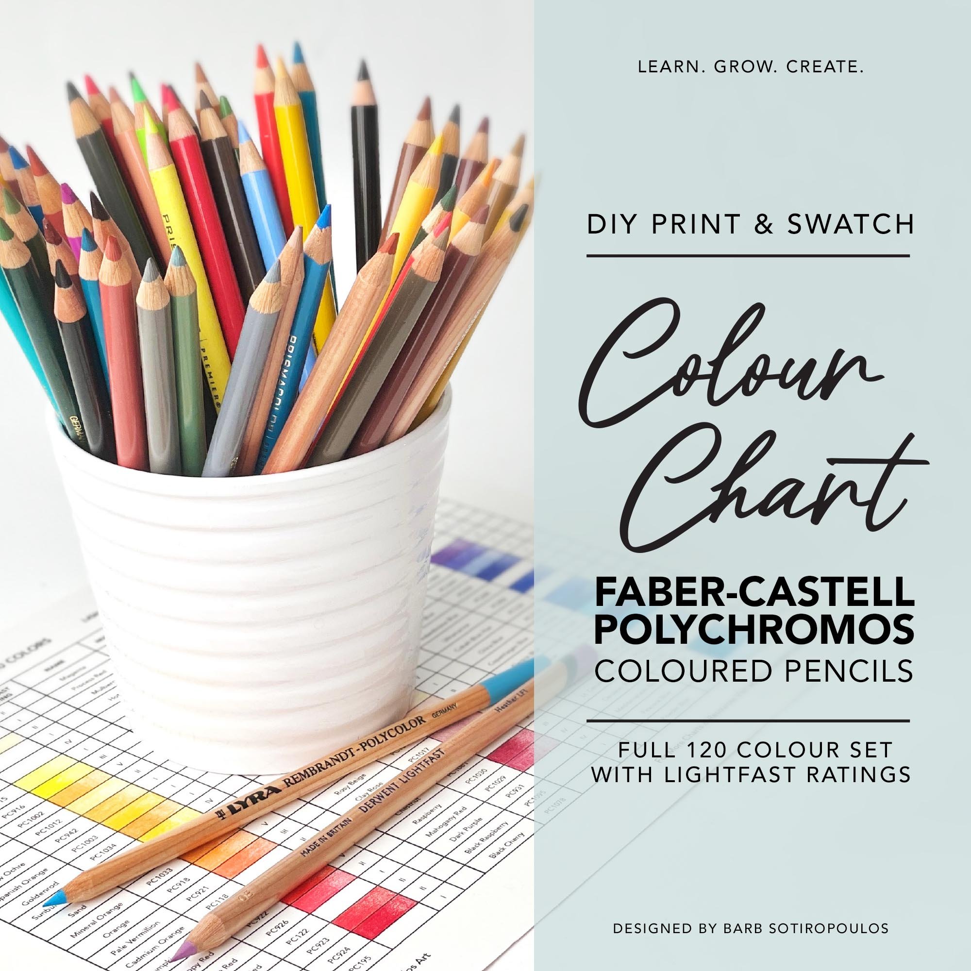 Printable Colour Chart for Faber-Castell Polychromos Coloured Pencils ...