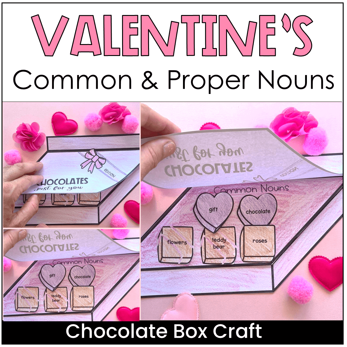 Valentine's Chocolate Box Proper and Common Nouns Craft Activity