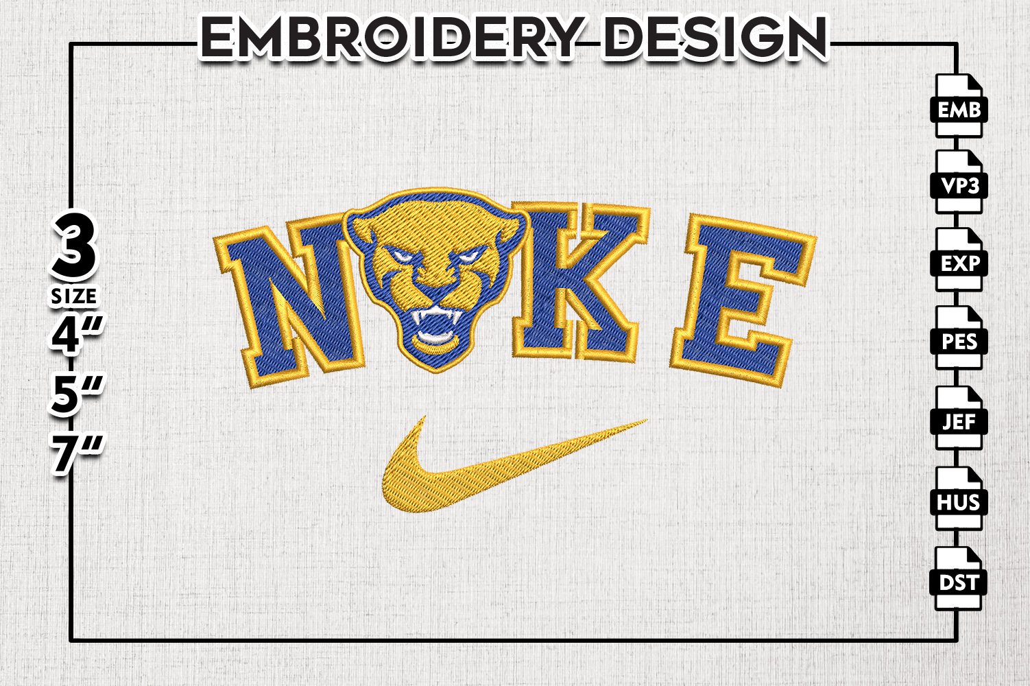 Nike NCAA Pittsburgh Panthers Team Logo Embroidery files, NCAA ...