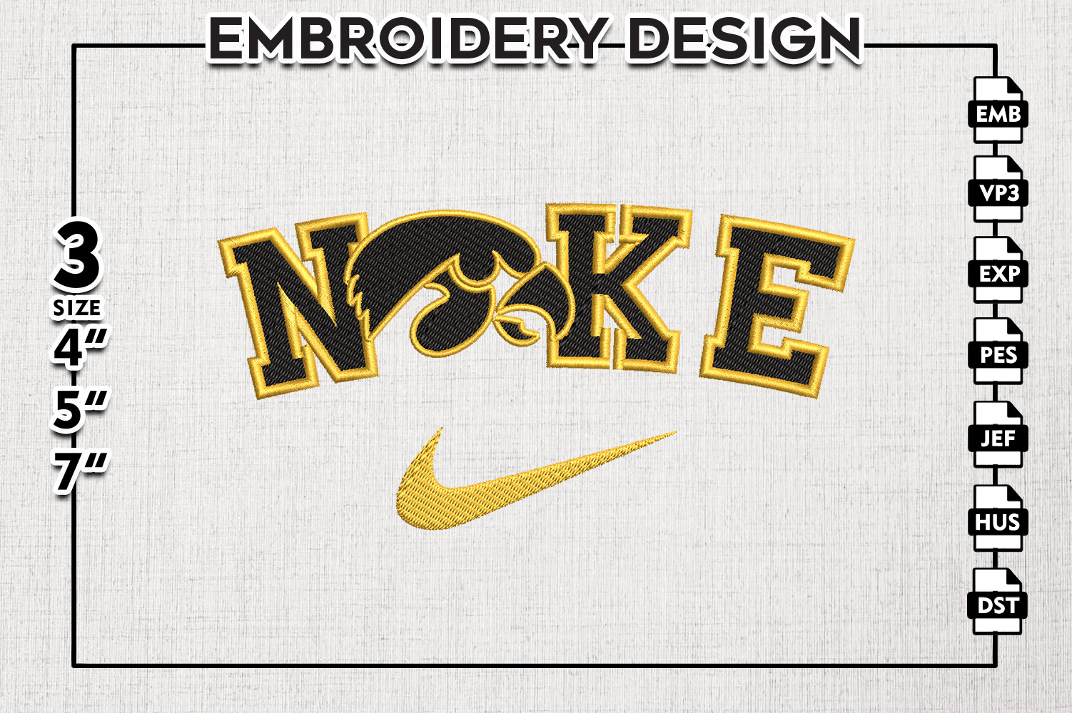 Nike NCAA Iowa Hawkeyes Team Logo Embroidery files, NCAA Iowa Hawkeyes ...