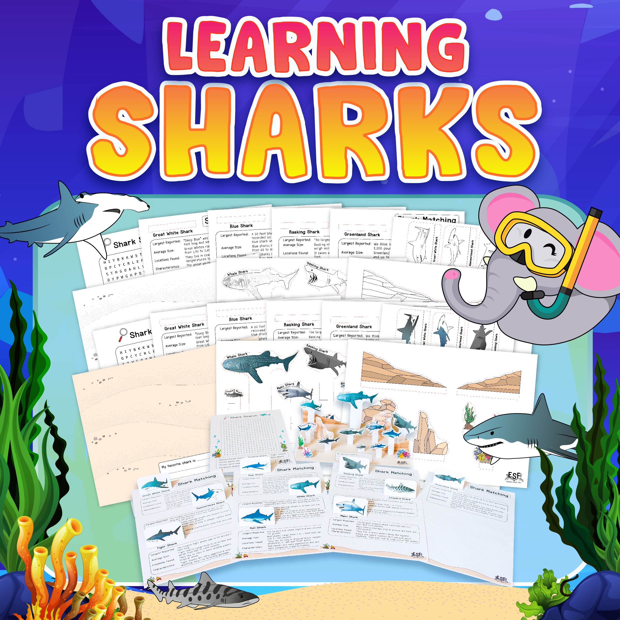 Shark worksheets and pop-ups - Payhip