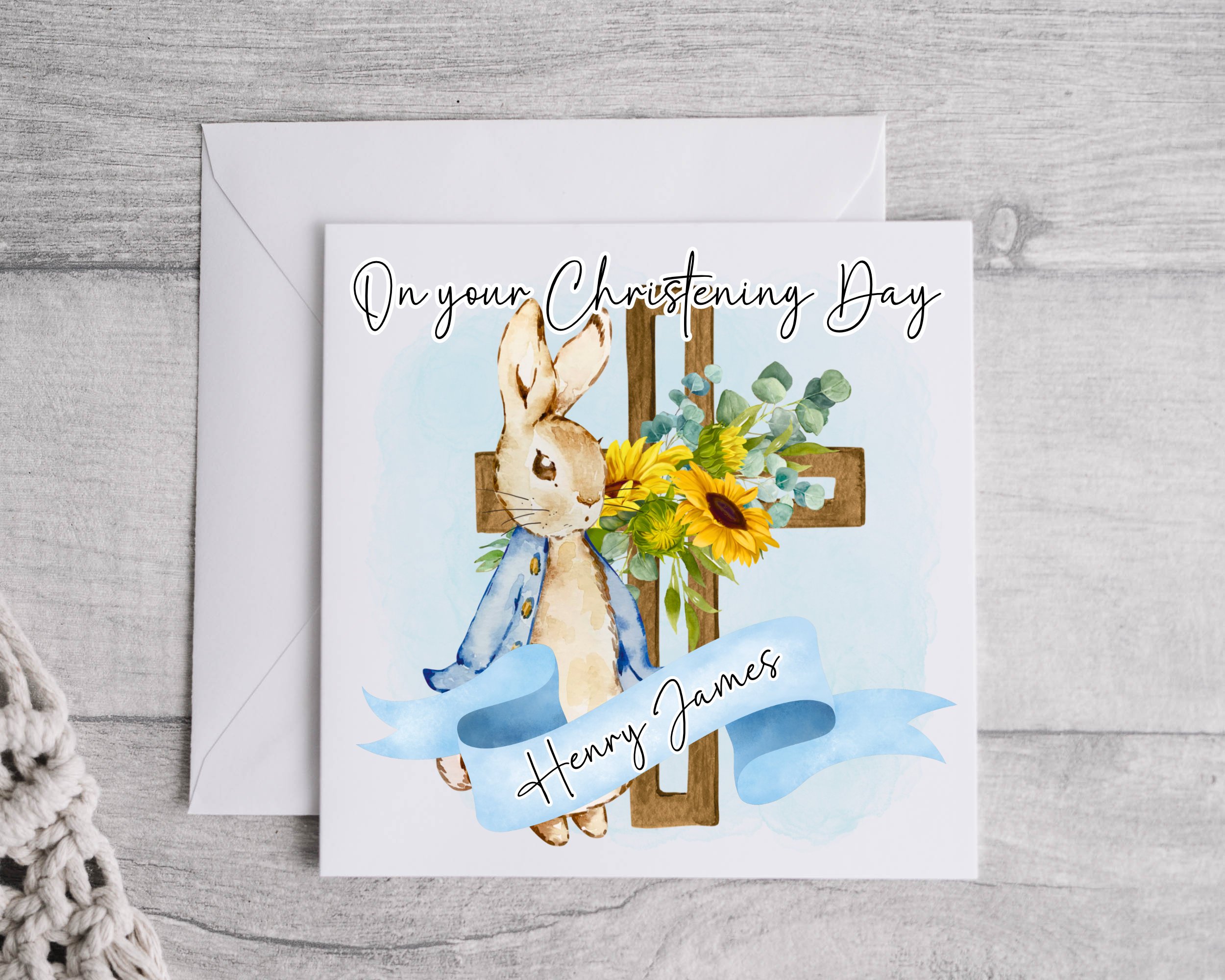 Peter Rabbit Christening Card - Can be personalised - Payhip