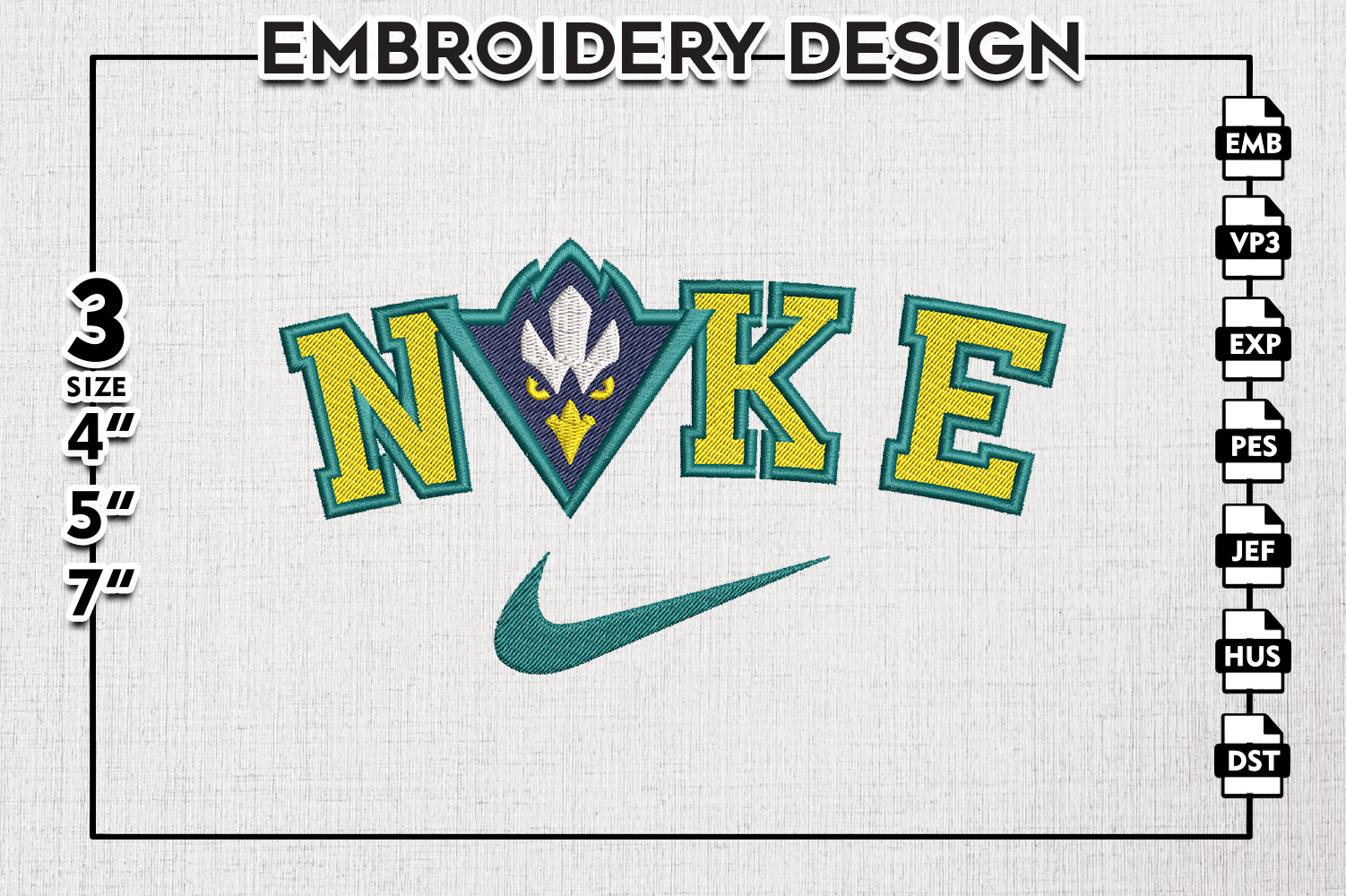 Nike NCAA UNC Wilmington Seahawks Team Logo Embroidery files, NCAA UNC ...