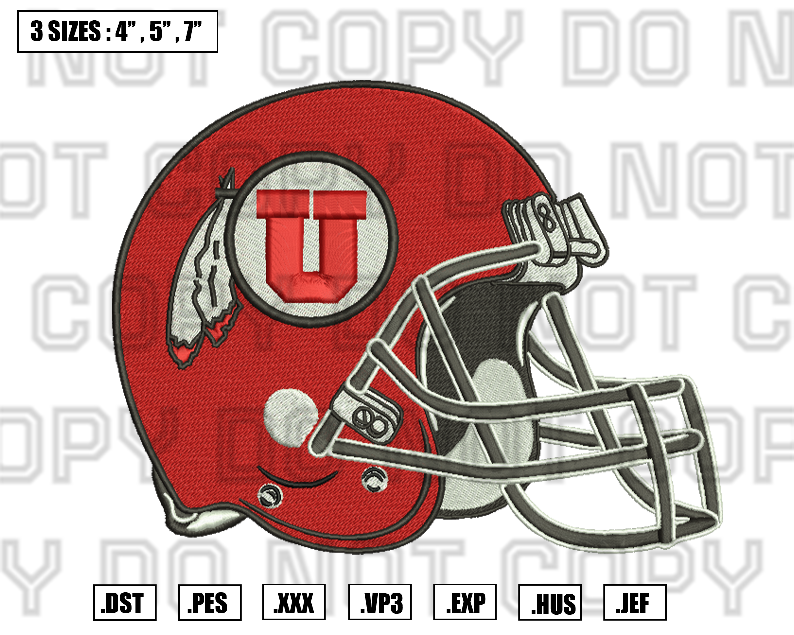 Utah Utes Helmet Embroidery Designs, Machine Embroidery Files, NFL ...