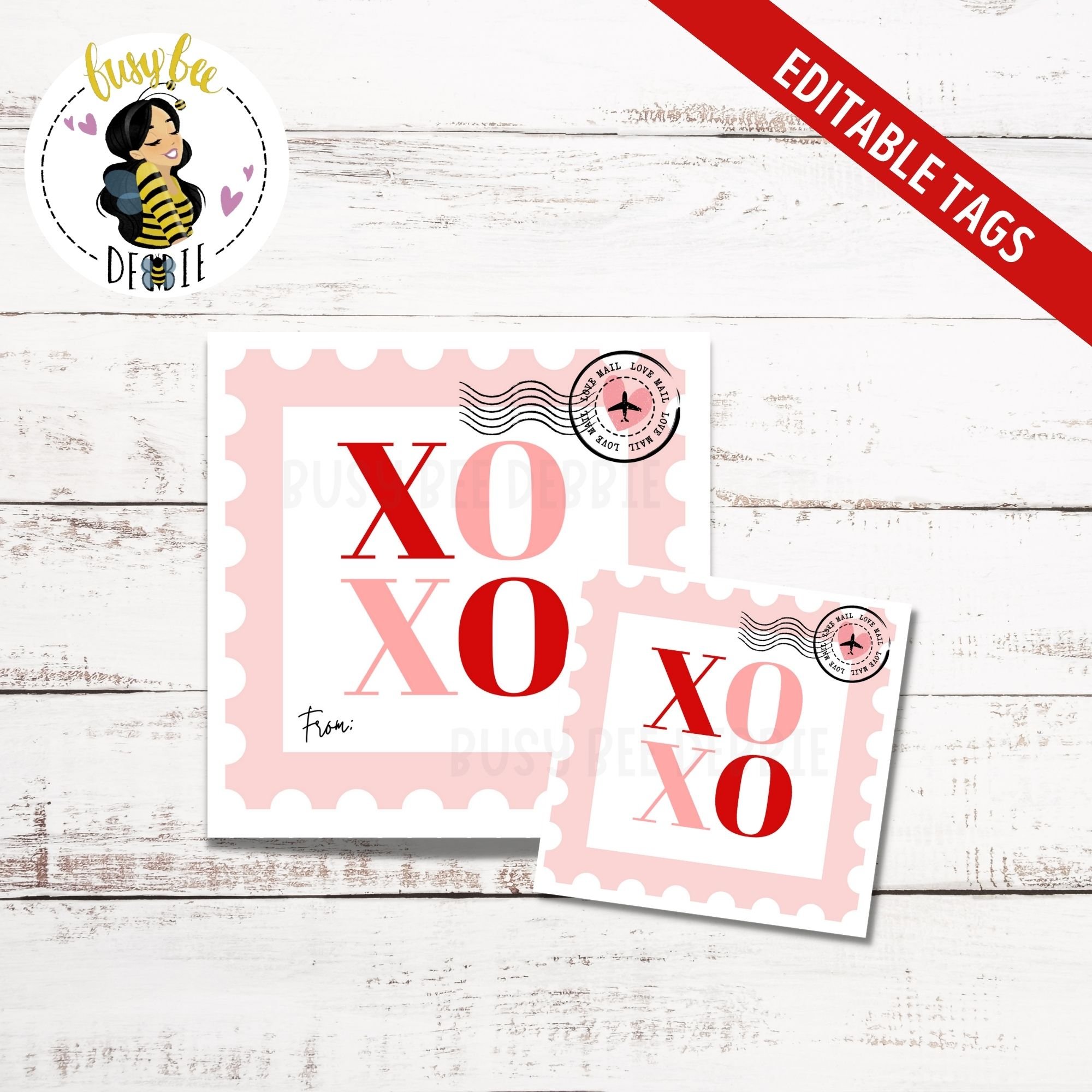 XOXO Valentine's Day Gift Tags | Hugs and Kisses Postage Stamp Gift Tag ...