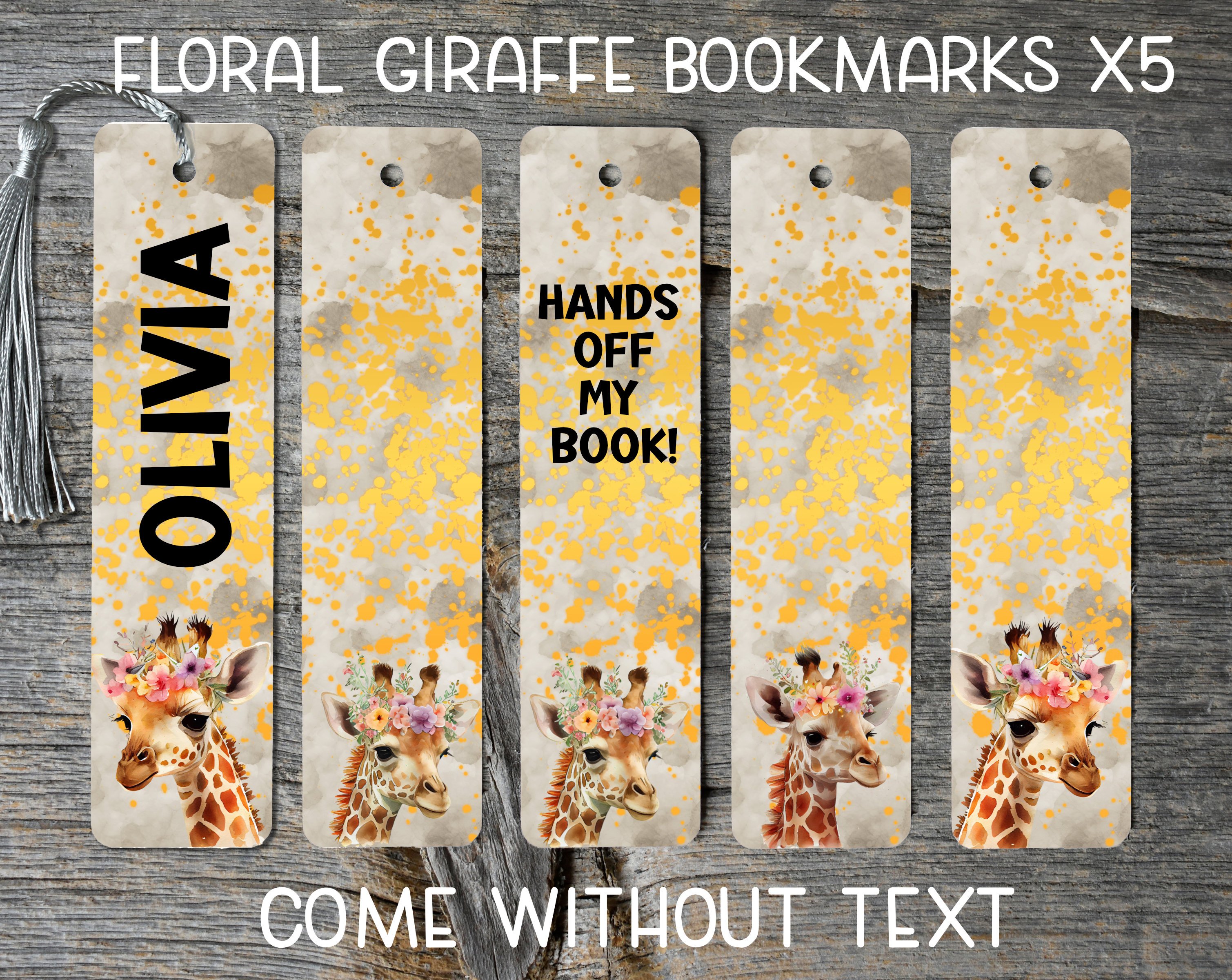 Floral Giraffe Bookmarks x5 - Payhip