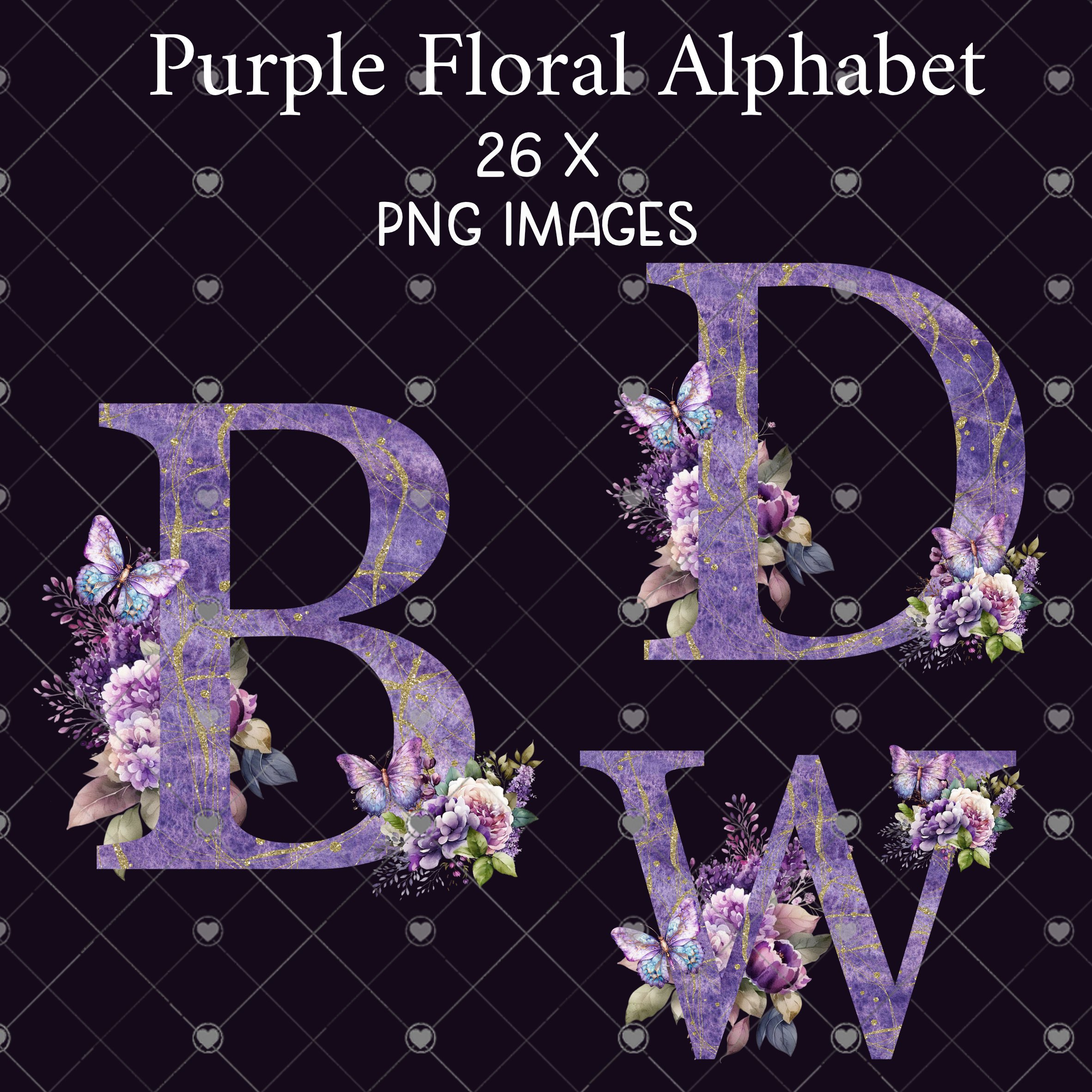 Purple Floral Alphabet - Payhip